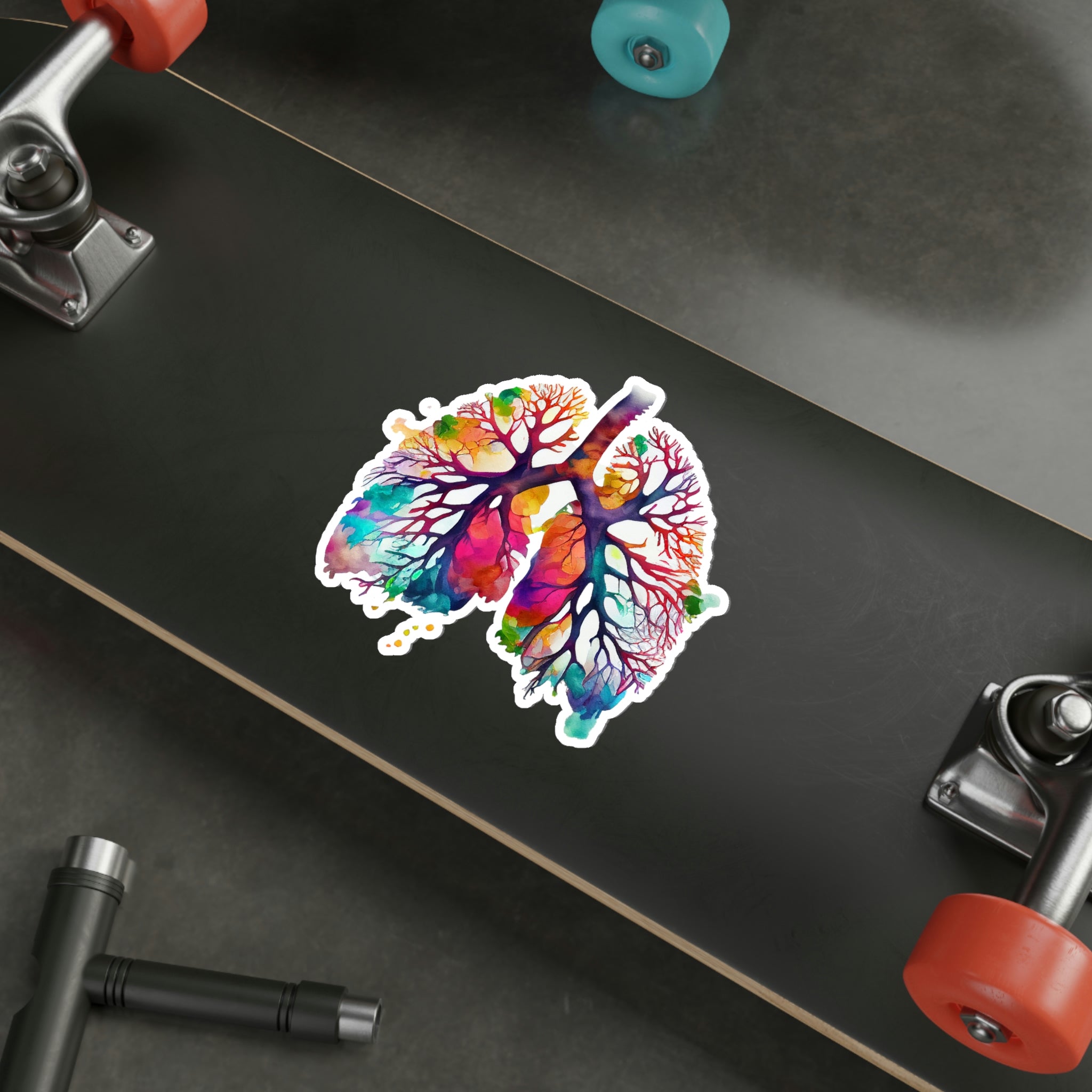 Vibrant Watercolor Lungs Die-Cut Sticker – AnatomyAIA